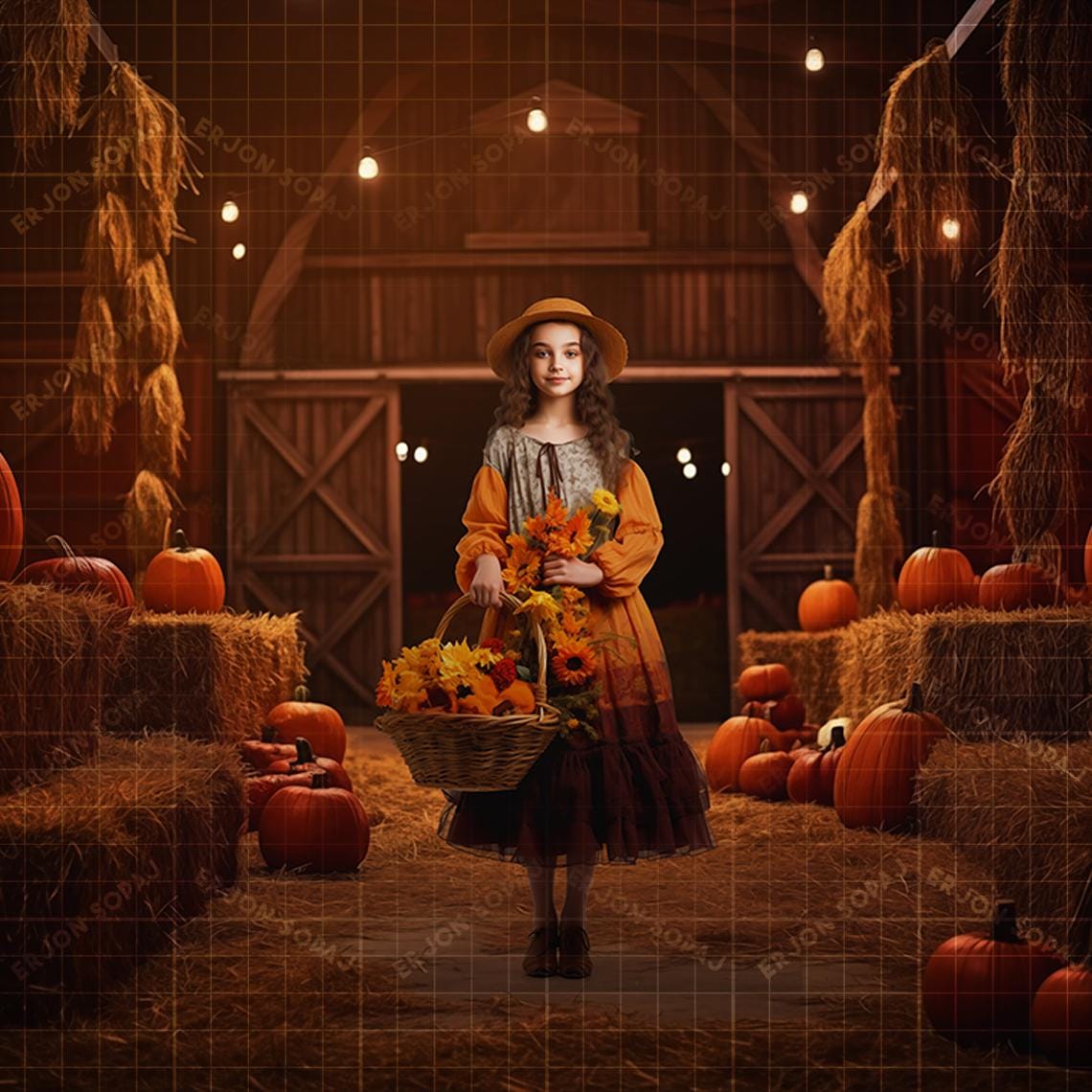 Halloween Red Barn Digital Background for Photography, Fall Farm, Fall ...