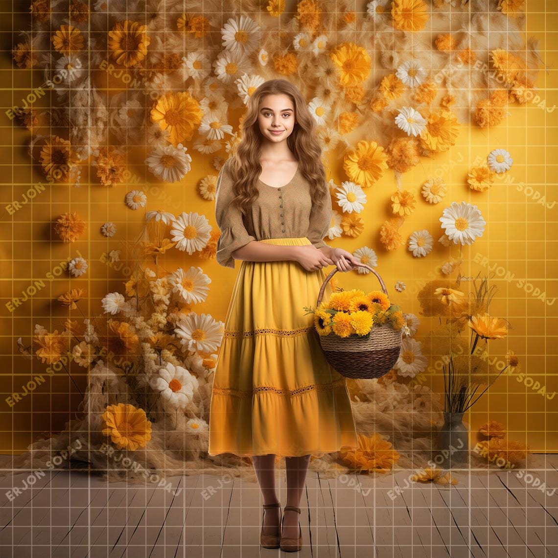 FLORAL BACKDROPS, Daisy Flowers Digital Background, Foral Backdrop ...