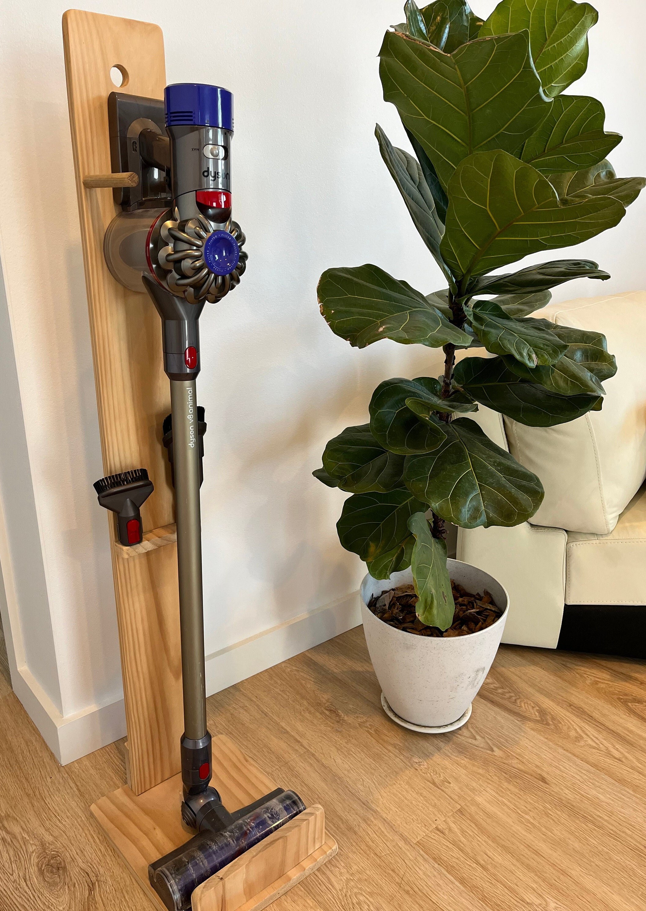 Solid Pine Wood Freestanding Vacuum Cleaner Stand Compatible With Dyson Cordless Etsy