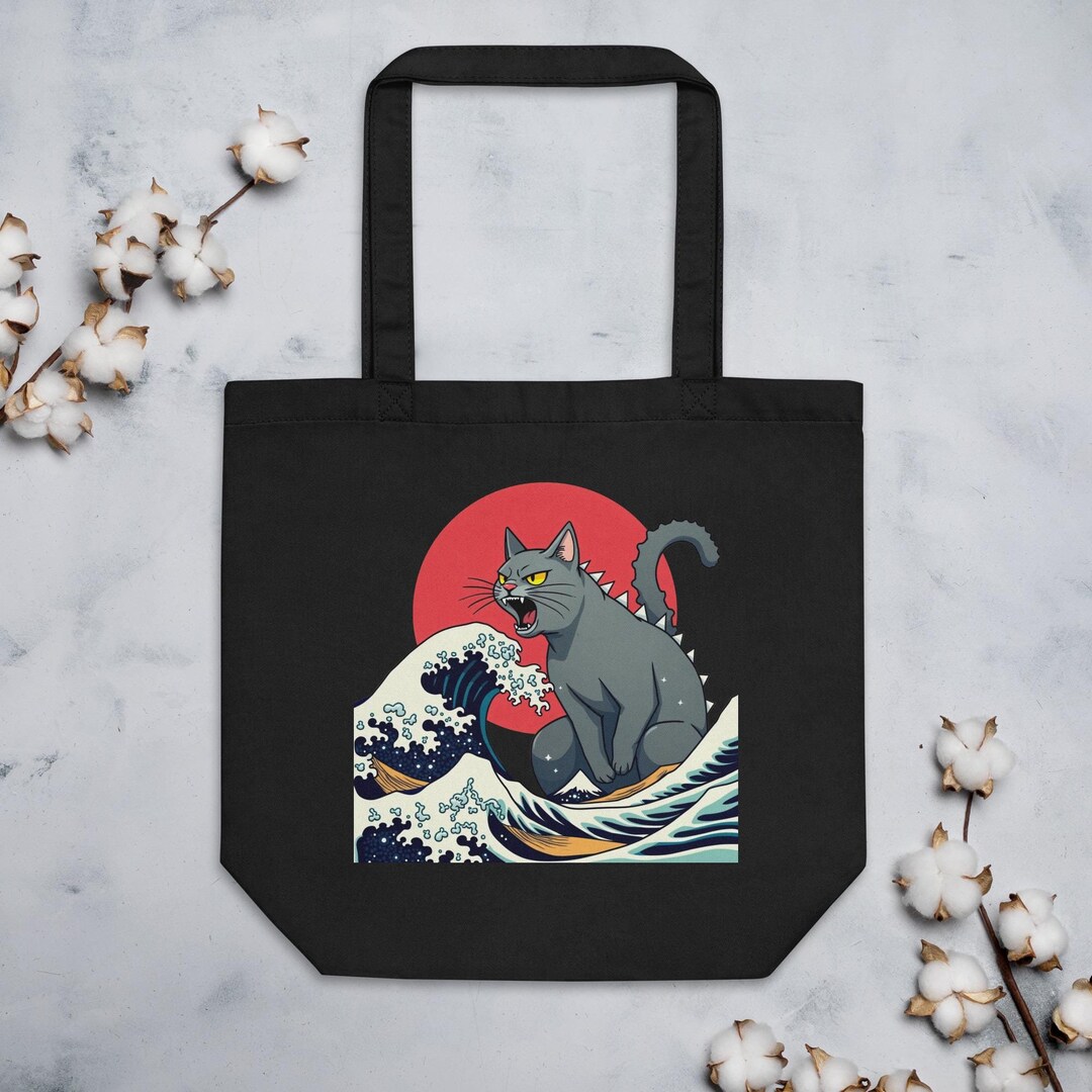 Cat Zilla Eco Tote Bag Cat Gift, Cat Totebag, Cute Cat Totebag, Cat Mom ...