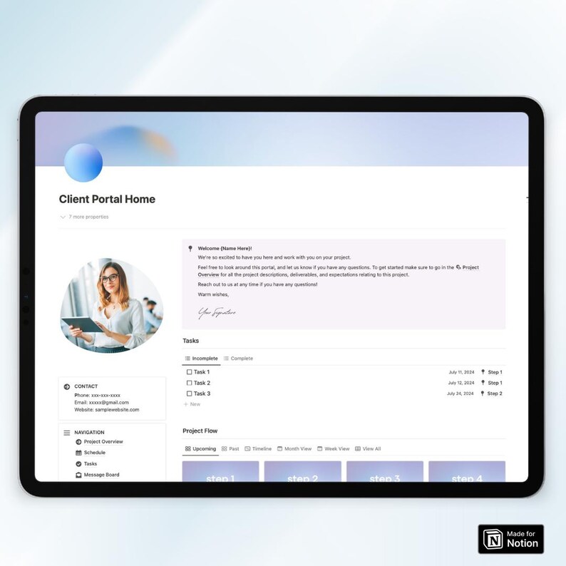 Notion Template Client Portal | Client Dashboard, Project Based, Client Tracker, Notion Design ...