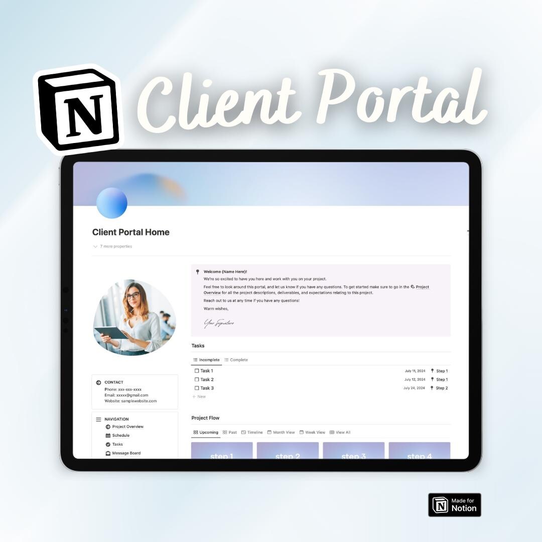 Notion Template Client Portal | Client Dashboard, Project Based, Client ...