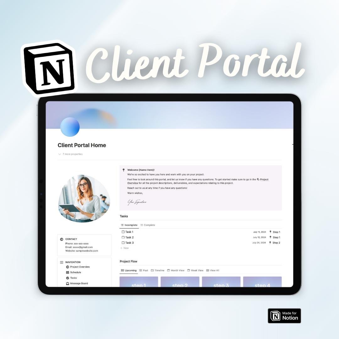 Notion Template Client Portal | Client Dashboard, Project Based, Client ...