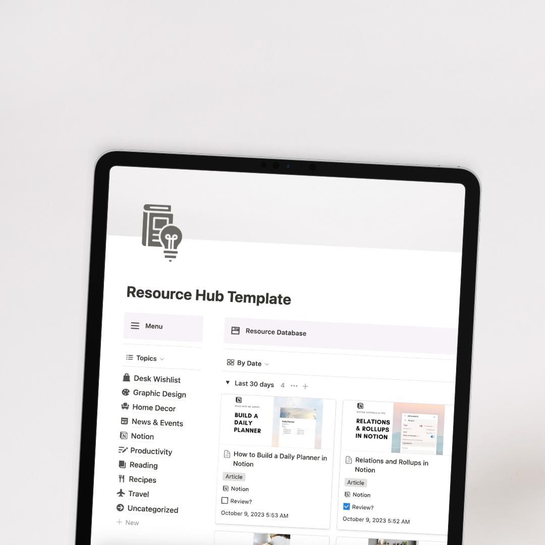 Notion Template: Resource Hub | Digital Resources, Business, Study, Organizer, Second Brain - Etsy