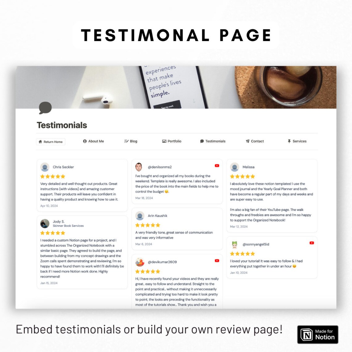 Notion Portfolio Website Template | Social Media Manager, Photographer ...