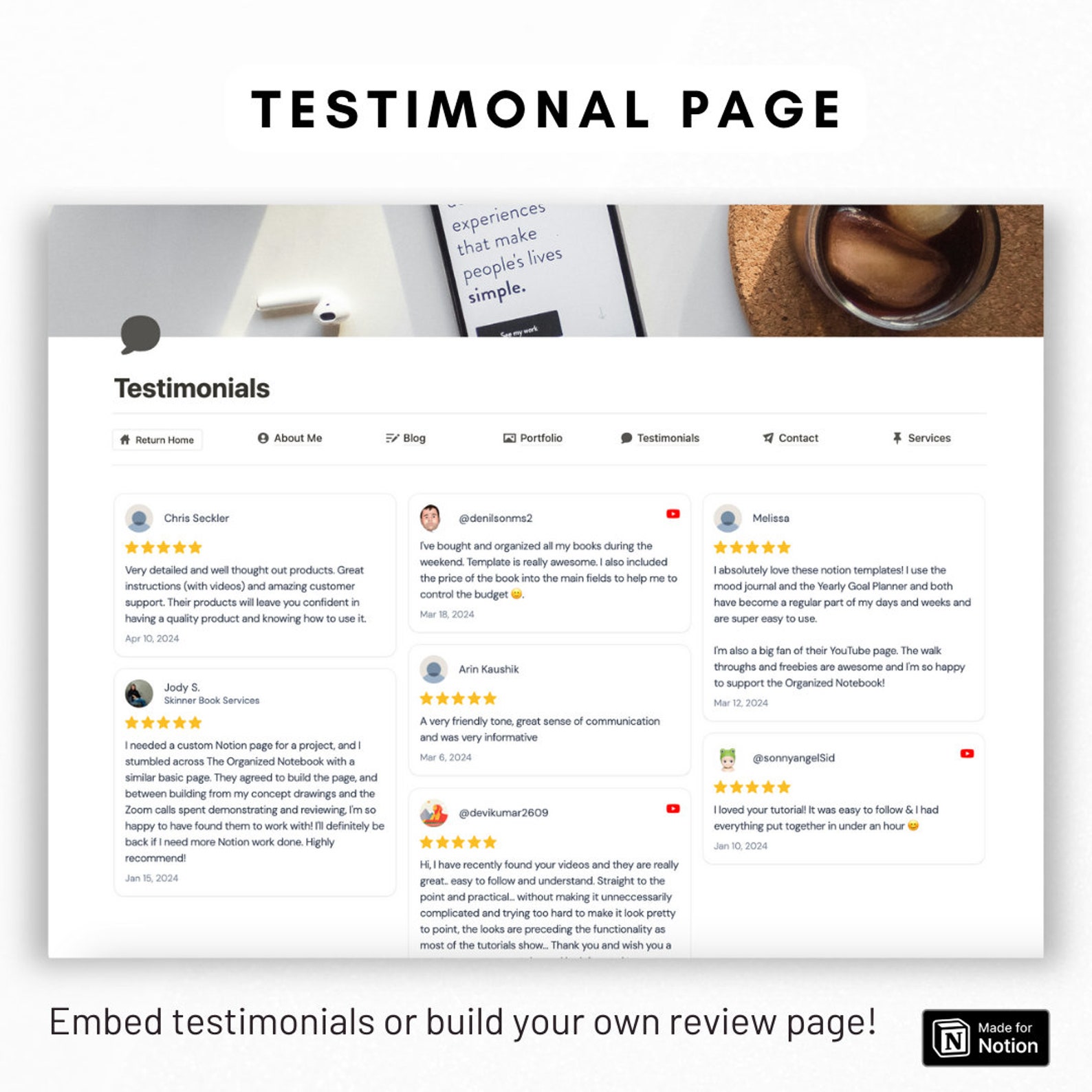 Notion Portfolio Website Template | Social Media Manager, Photographer ...
