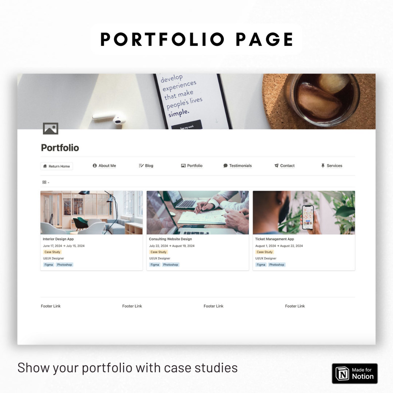 Notion Portfolio Website Template | Social Media Manager, Photographer ...