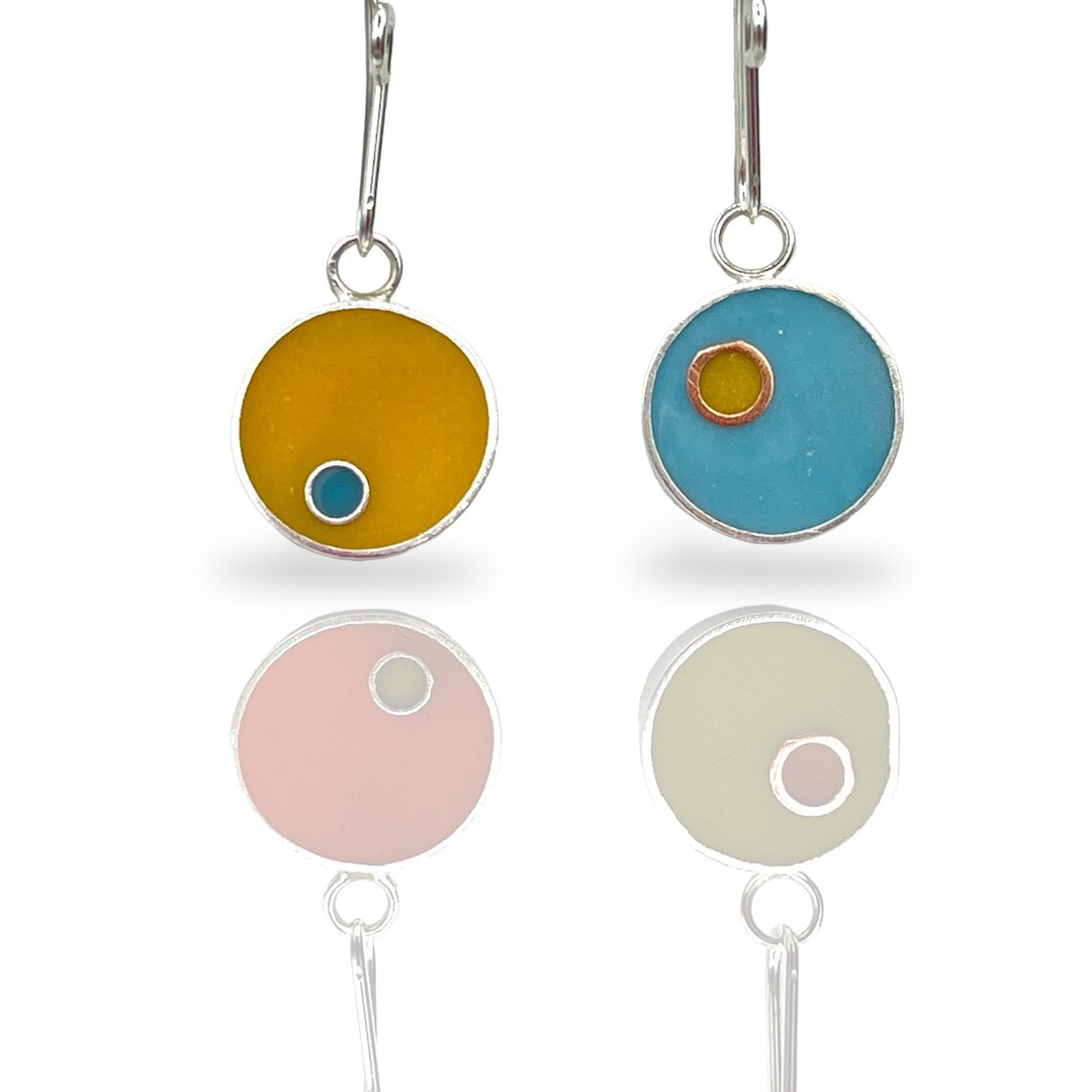 Resin and Silver Reversible Mismatched Earrings Silver • Asymmetrical ...