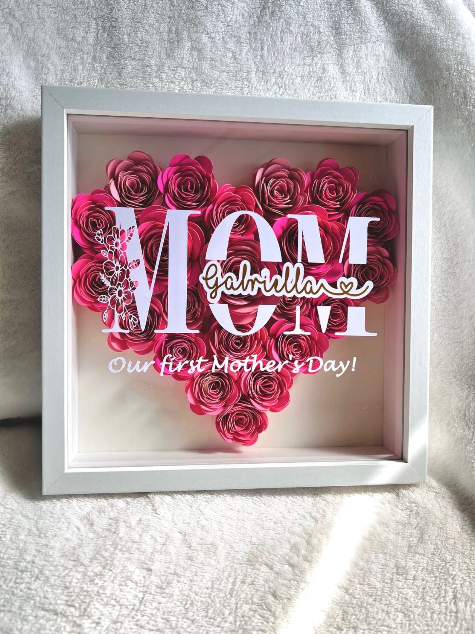 Personalized Mother’s Day Heart Flower Shadow Box - Etsy