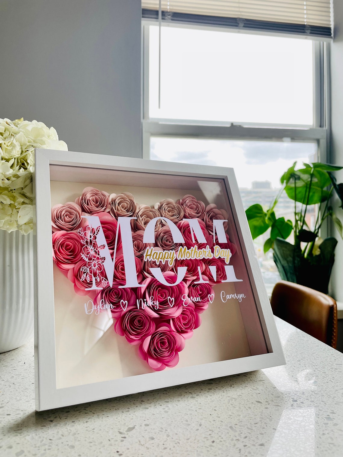 Personalized Mother’s Day Heart Flower Shadow Box - Etsy