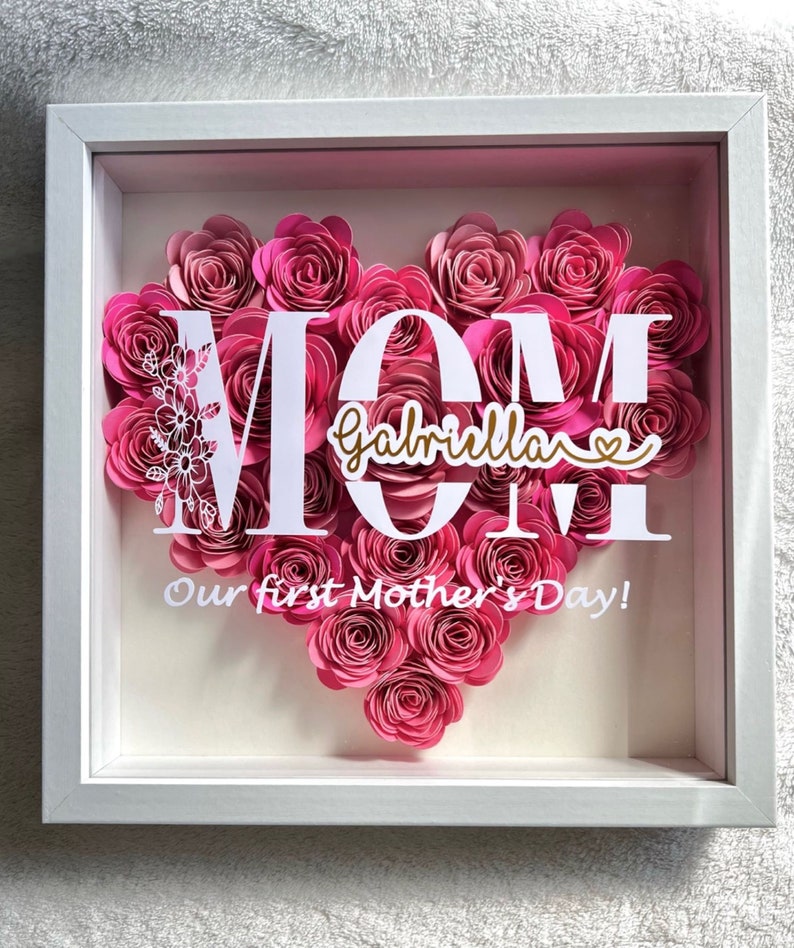 Personalized Mother’s Day Heart Flower Shadow Box - Etsy