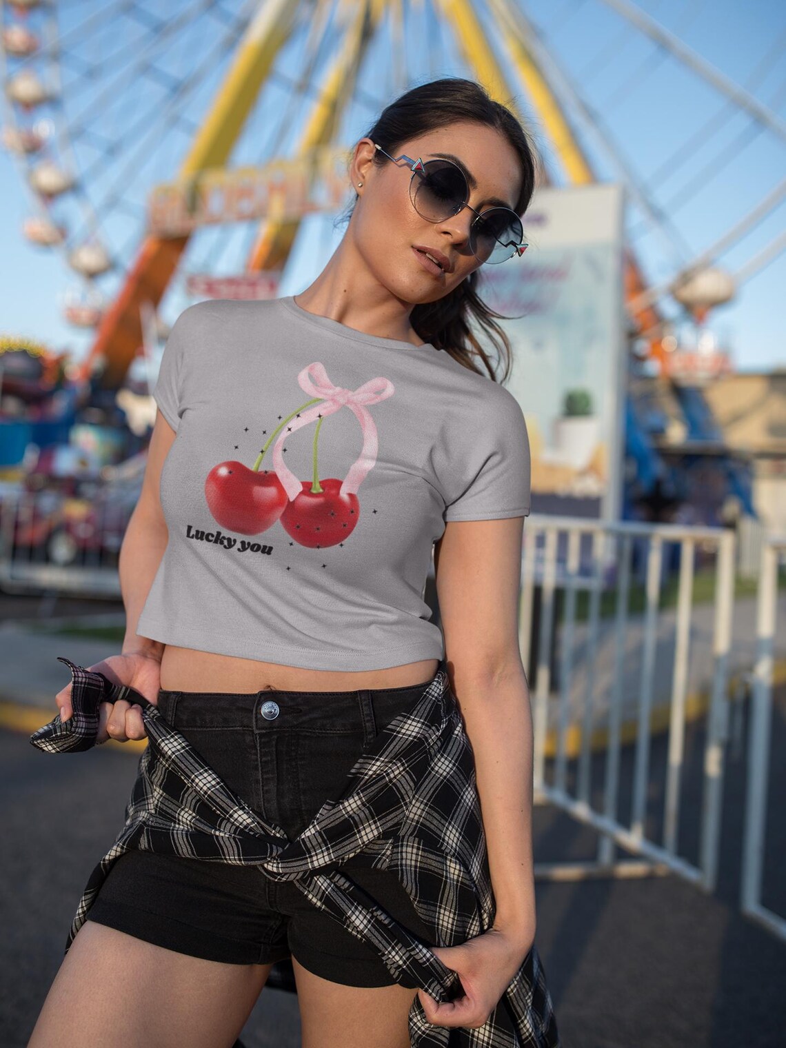 Lucky You Cherry Crop Top: Cute and Playful Bow-tied Design - Etsy