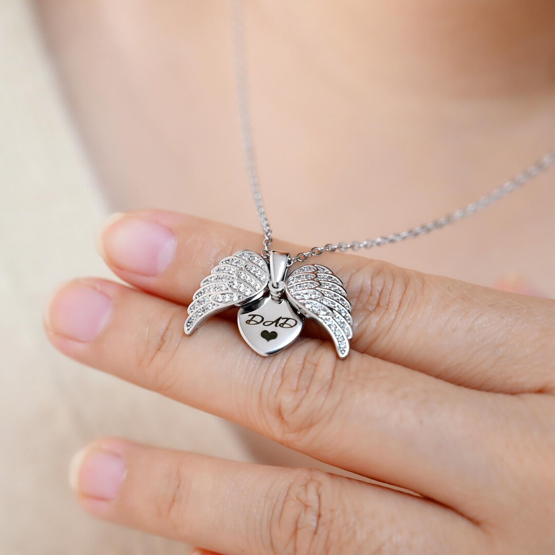 Personalized Angel Wing Necklace, Custom Name Necklace, Memorial ...