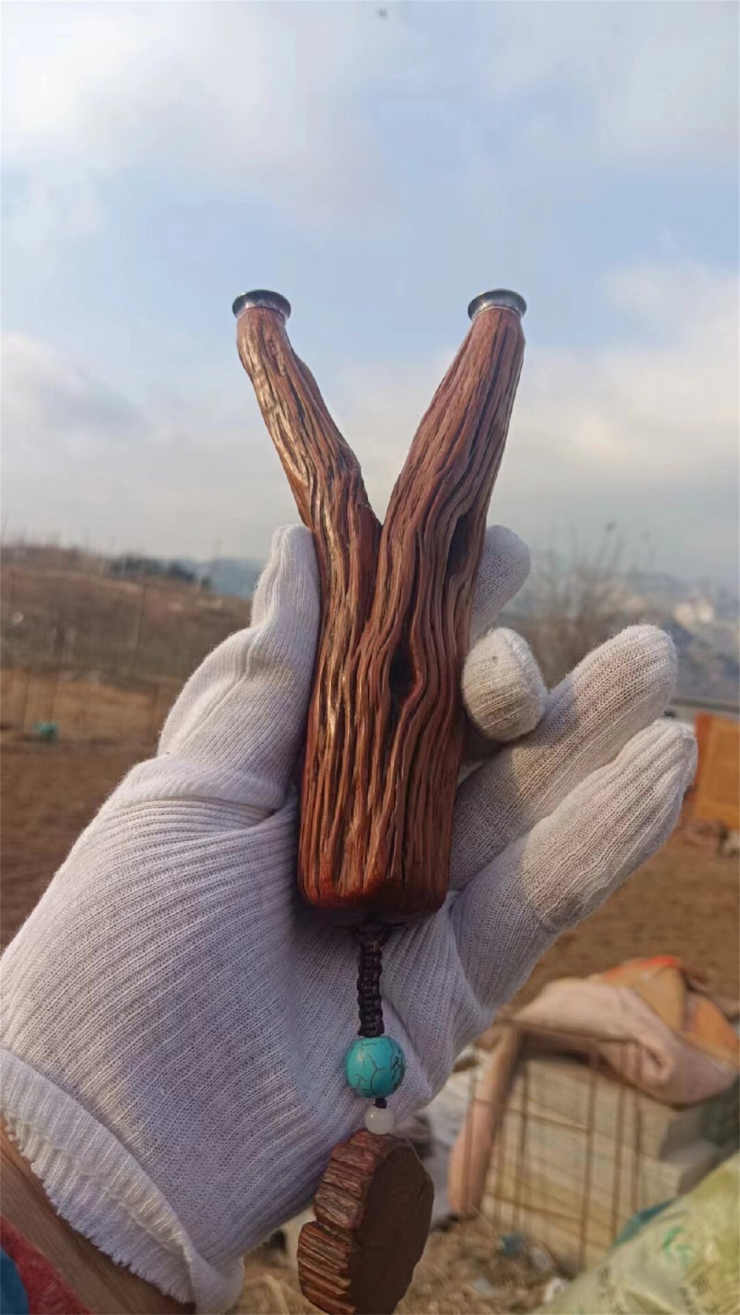 Handcrafted Wooden Slingshot Stand Artisan-made Wood Catapult Holder ...