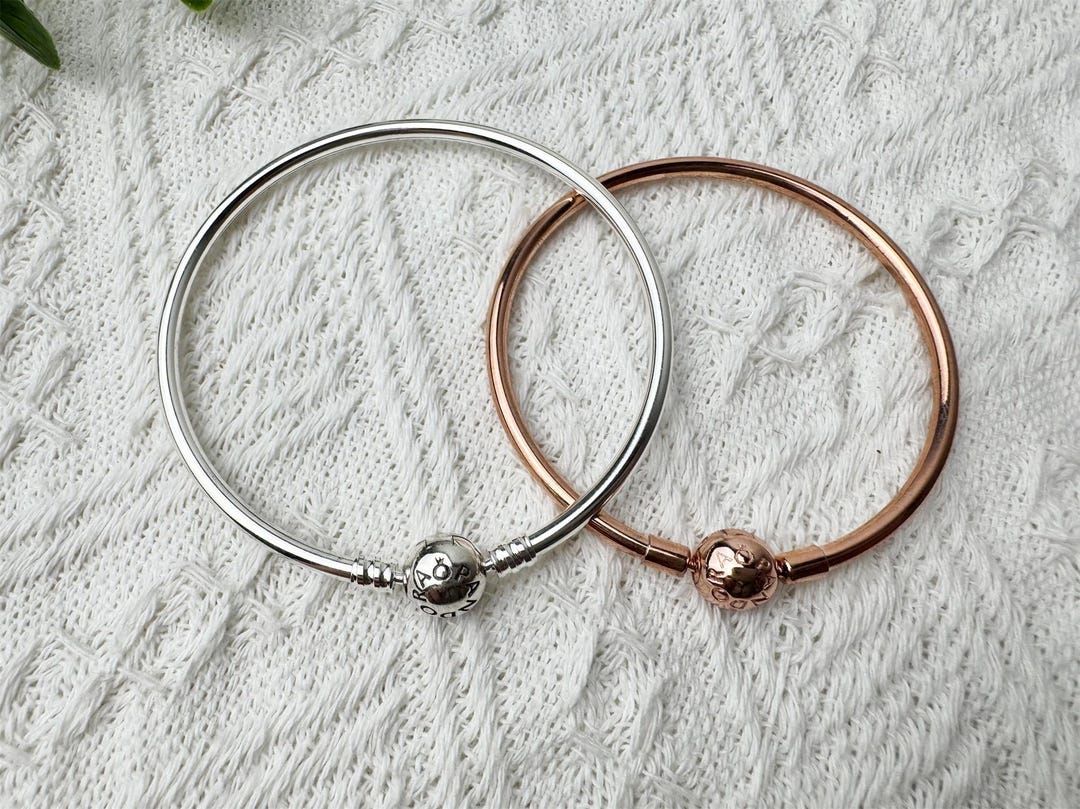 Elegant Silver Bangle With Ball Clasp,pandora Simple Silver Bangle ...