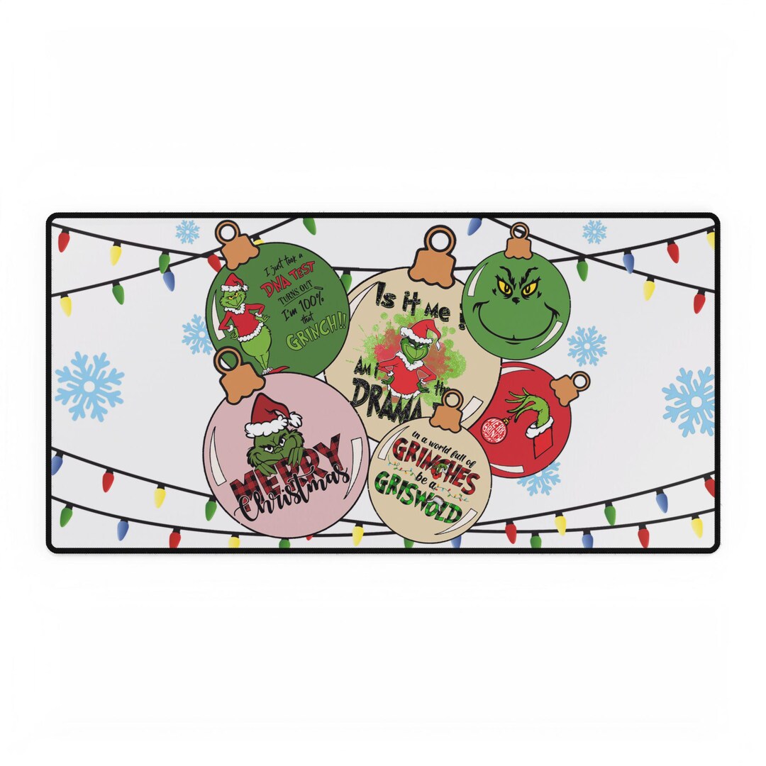 Funny Grinch Desk Mat Holiday Desk Protector Festive Christmas Office ...