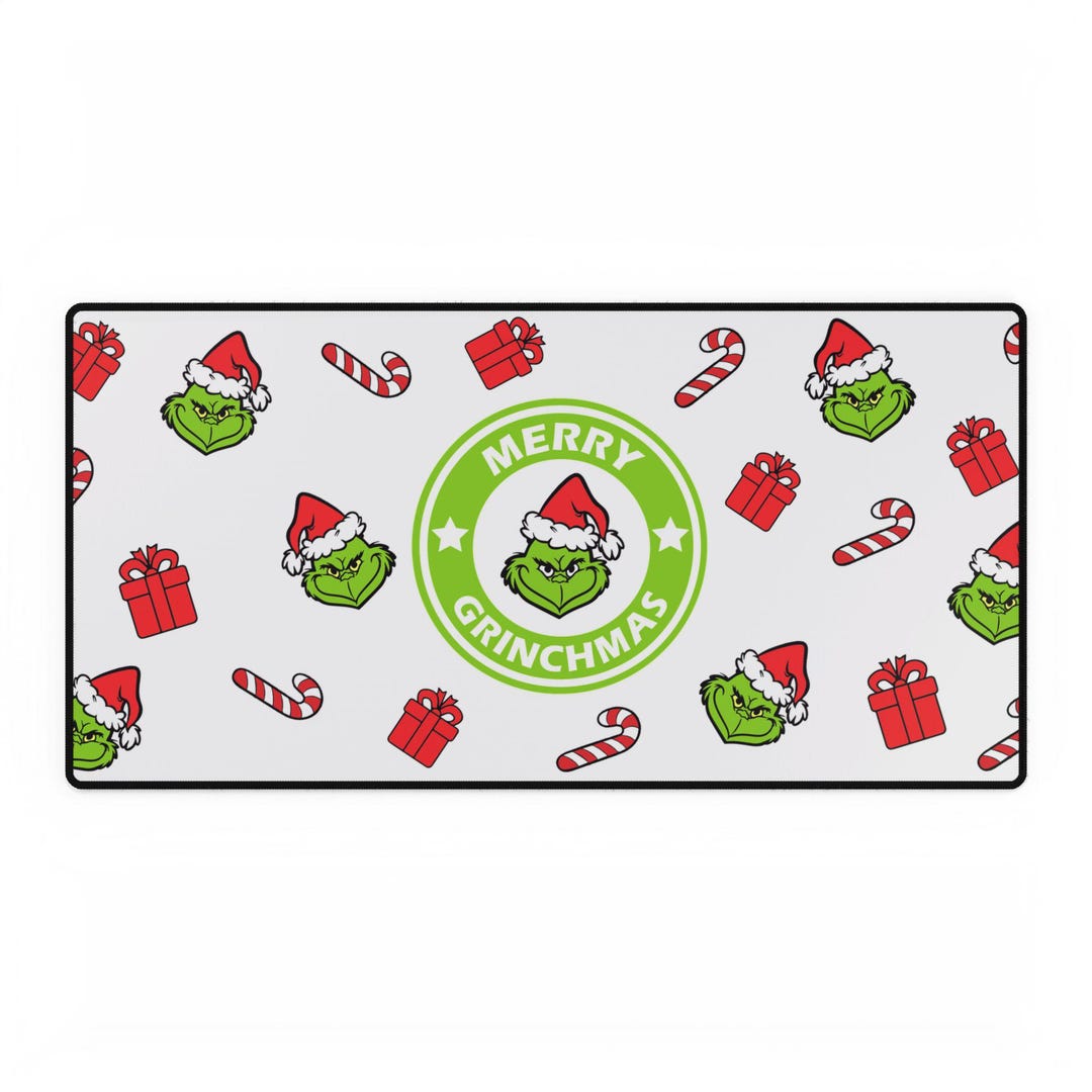 Merry Grinchmas Desk Mat Holiday Desk Protector Festive Christmas ...
