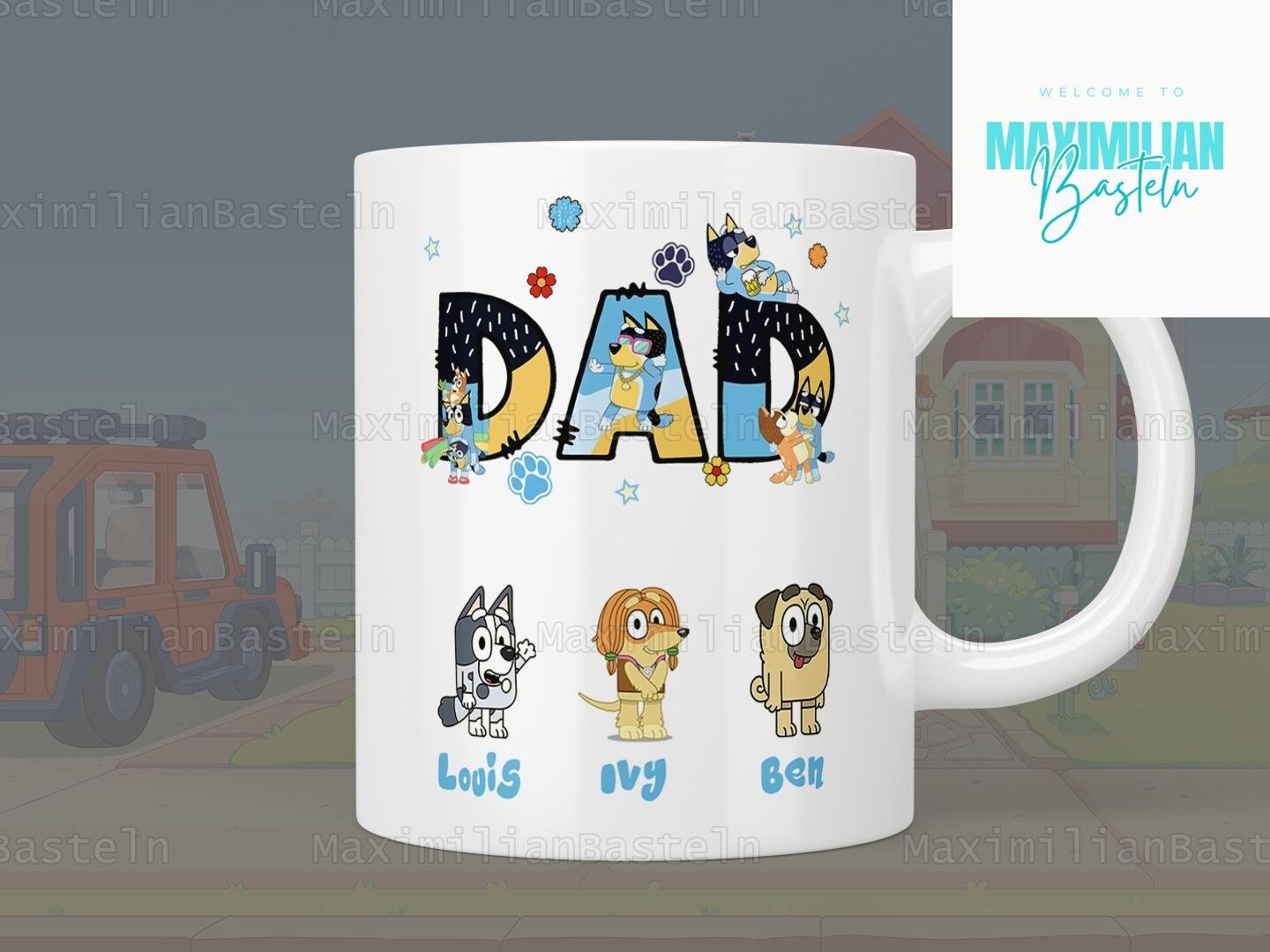 Personalized Bluey Dad Mug, Bluey Family Mug, Bluey Coffee Mug, Bluey ...