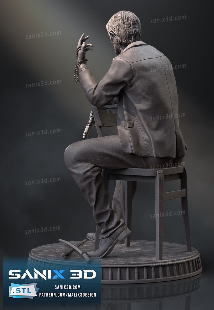 John Wick 3d Printed Model, John Wick Resin Figurine, Gift for Gamers ...