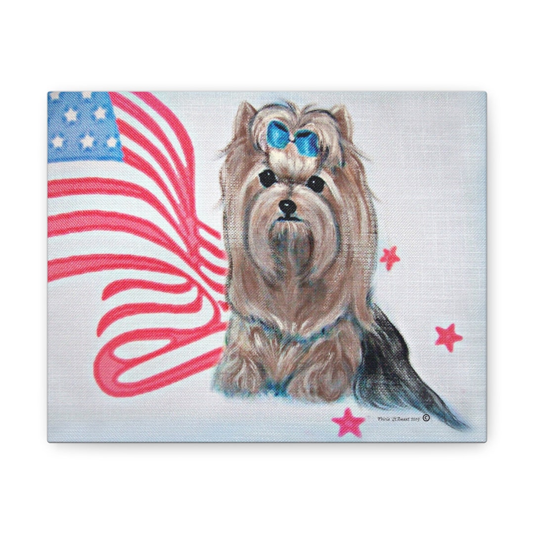Sugarspiceart Flag Yorkie Canvas Gallery Wraps - Etsy