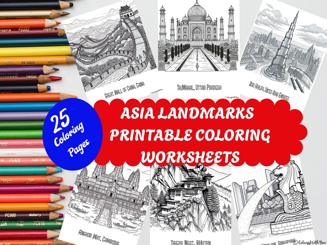 Asia Landmarks, Asian, Coloring Pages, Geography Worksheets, Homeschool ...