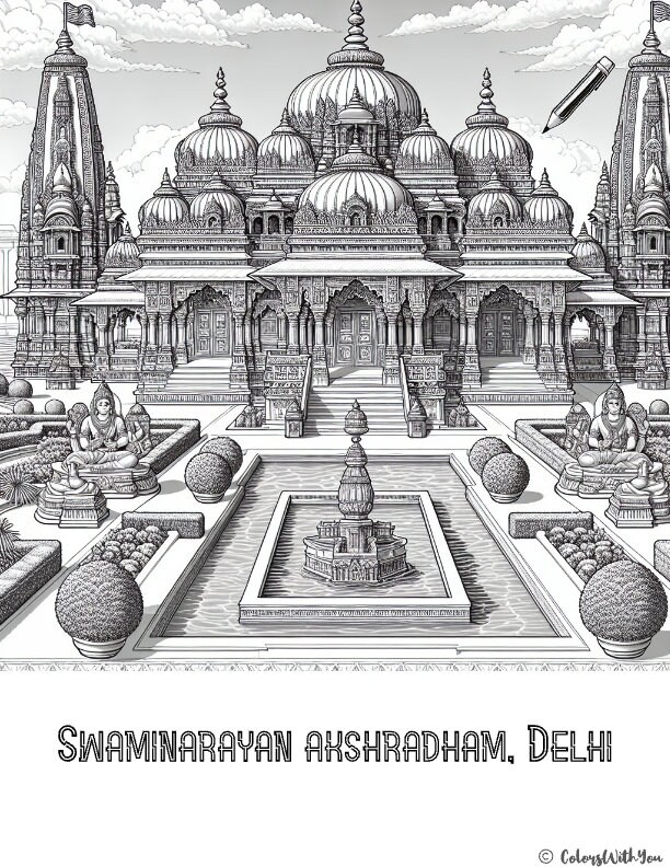 India Landmarks, Coloring Pages for Kids and Adults, Geography ...
