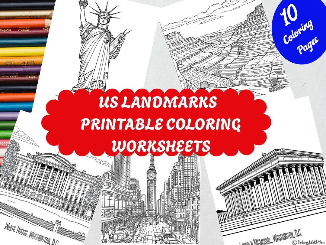 US Landmarks, Coloring Pages, Geography Worksheets, US American ...
