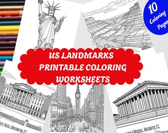 Landmarks Coloring Pages, Geography Worksheets, US American Landmarks ...