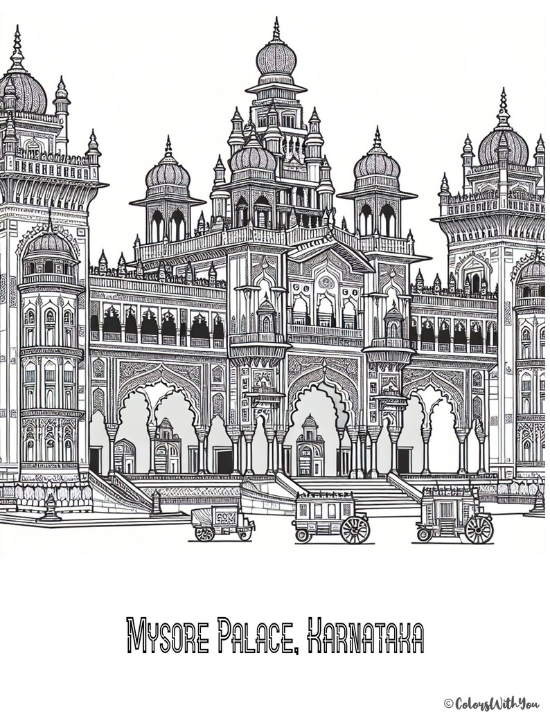 India Landmarks, Coloring Pages for Kids and Adults, Geography ...