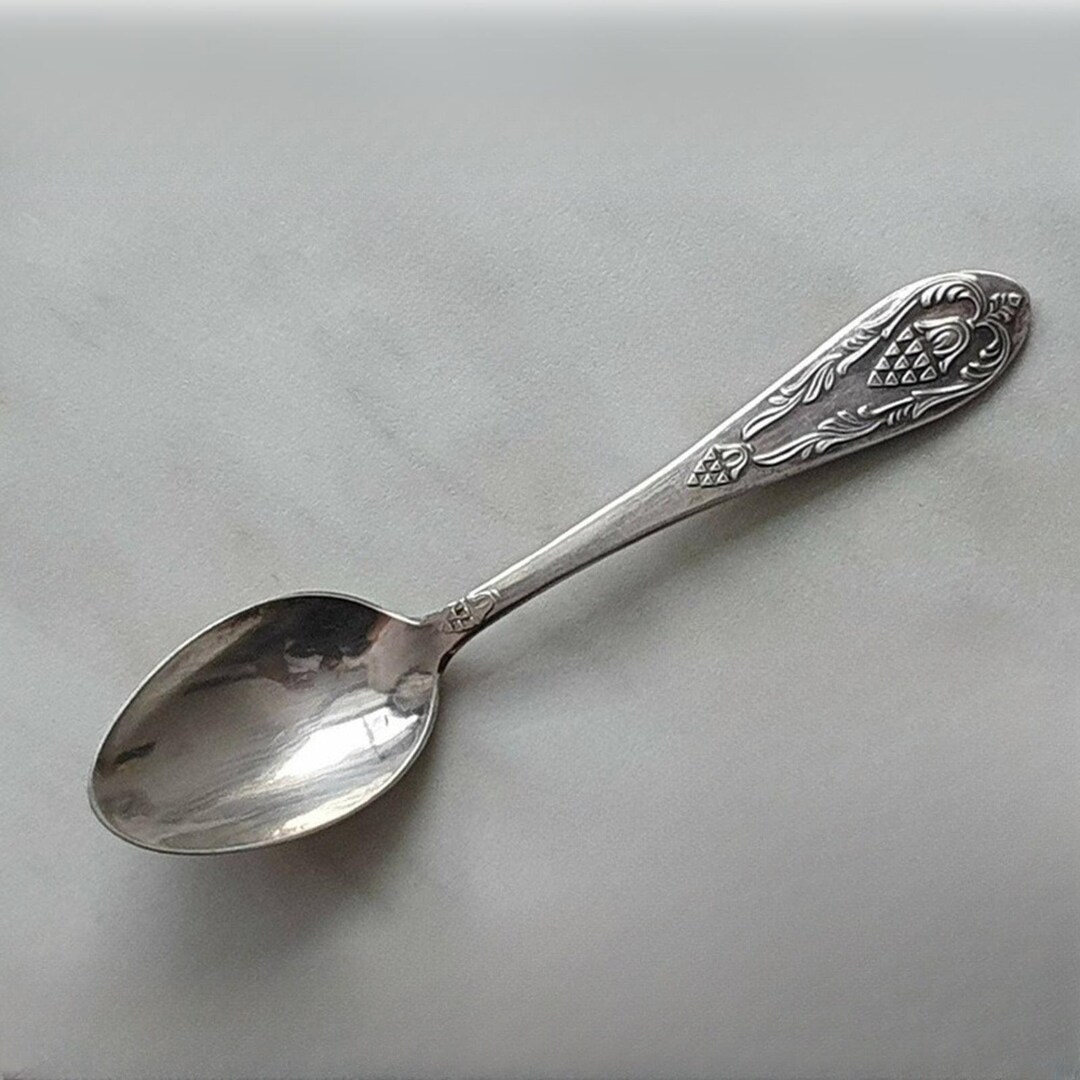 Beautiful UNIQUE Rare Vintage Soviet USSR Coffee Spoon Silver 875 Star ...