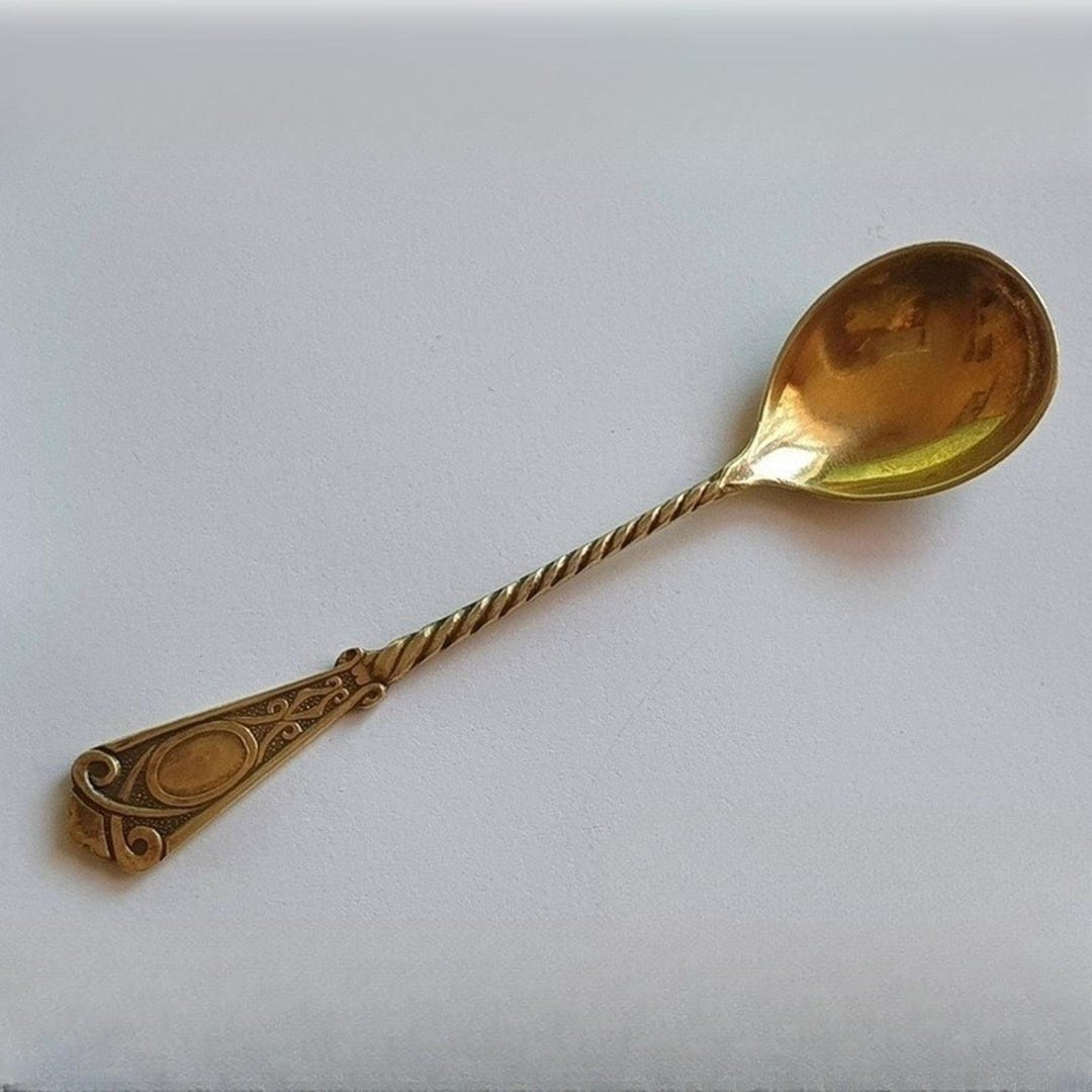Beautiful UNIQUE Rare Vintage Soviet USSR Coffee Spoon Silver 875 Star ...