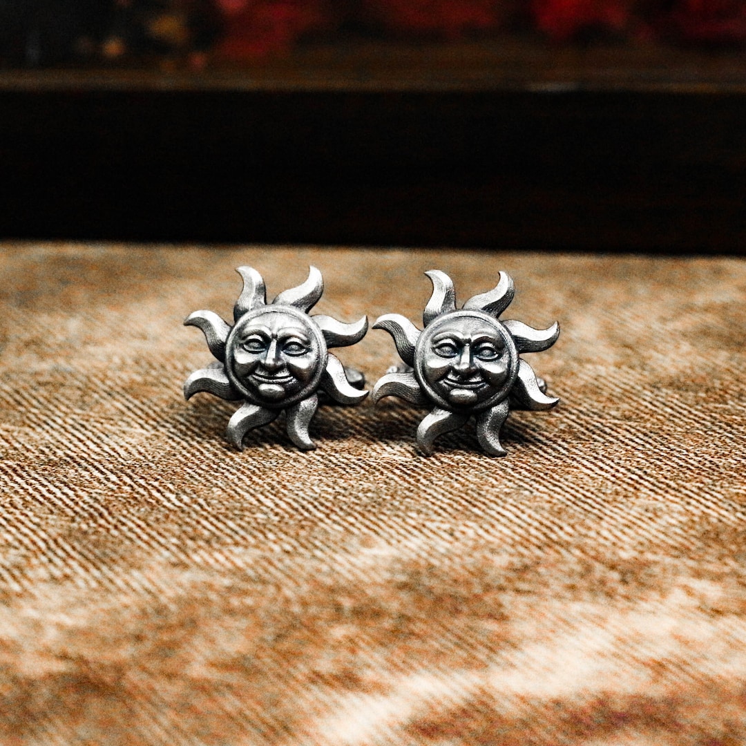 Sunshine Cufflinks,925 Silver Groomsmen Cufflinks, Sun Cufflinks, Gift ...