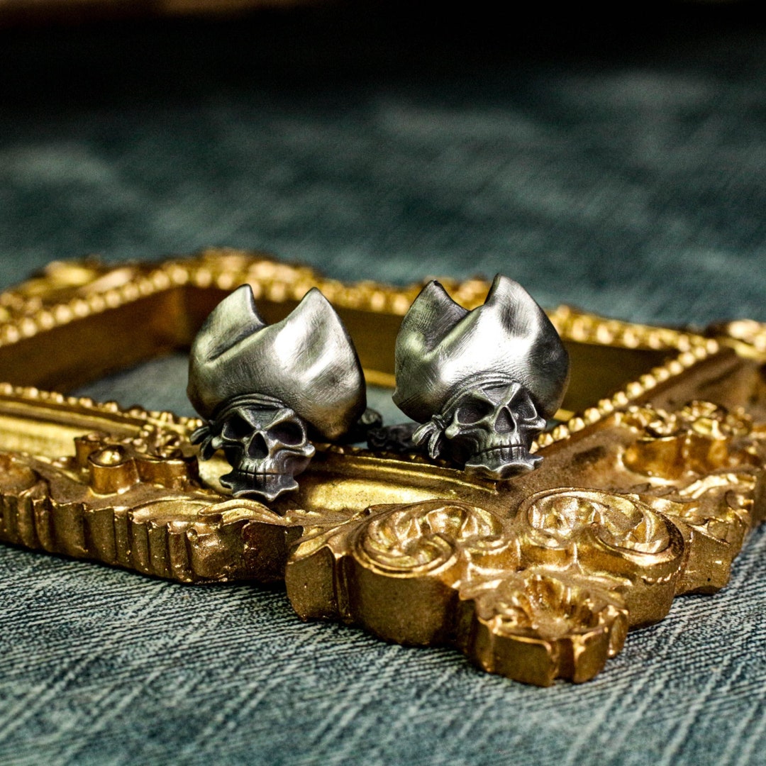 925 Silver Pirate Skull Cufflinks, Men's Jewelry - Etsy