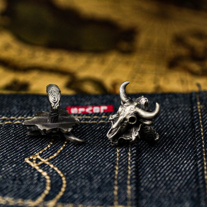 925 Silver Skull Bull Men's Cufflinks, Taurus Wedding Wedding Gift Bull ...