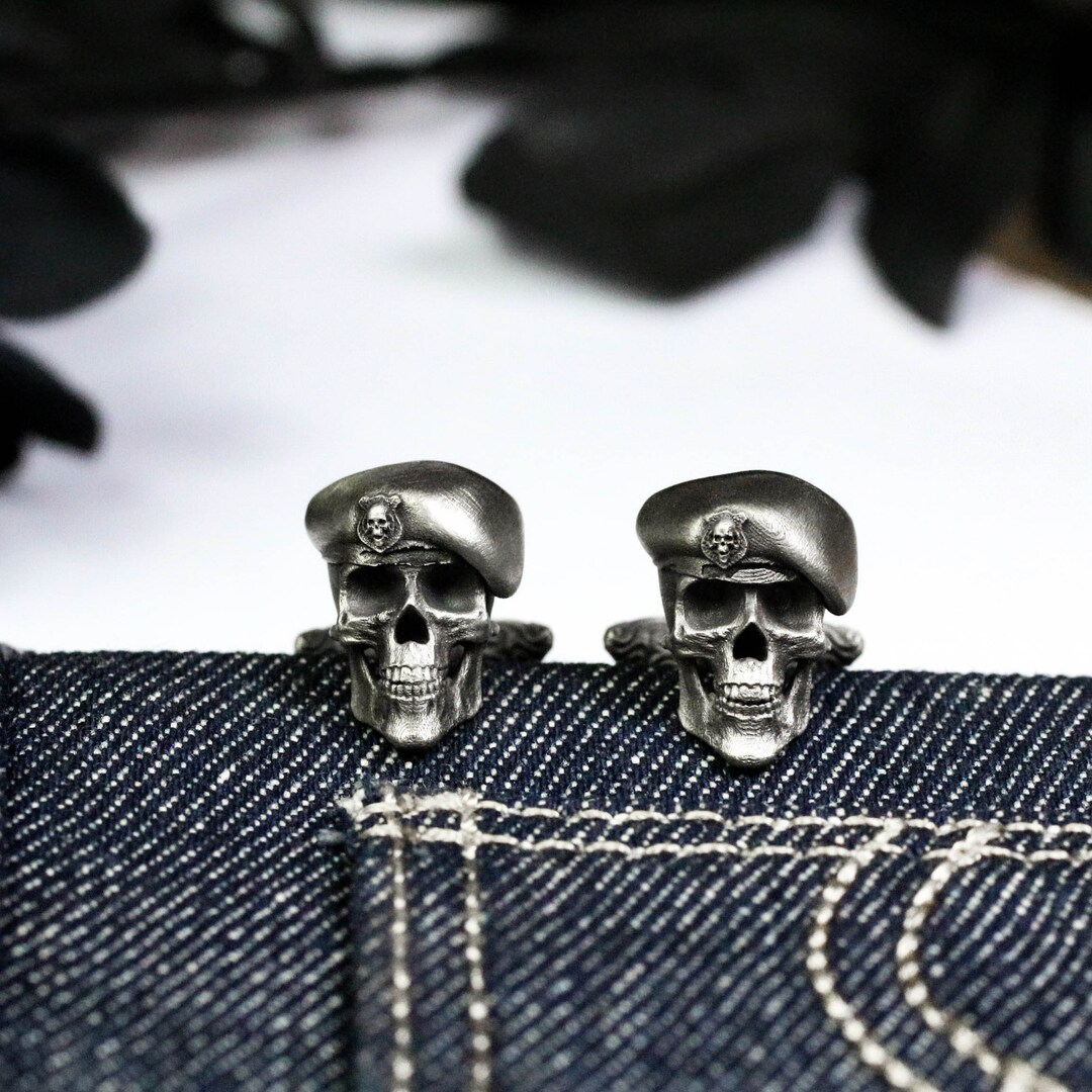 Hat Skull Warrior Cufflinks, Special Forces Jewelry, Gift for Boyfriend ...