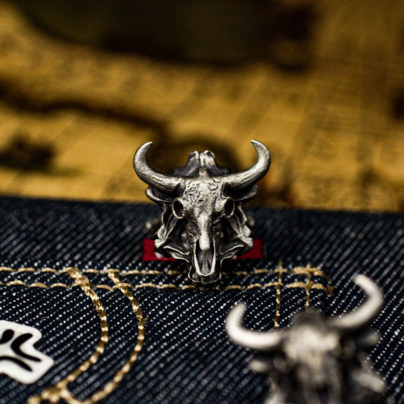 925 Silver Skull Bull Men's Cufflinks, Taurus Wedding Wedding Gift Bull ...