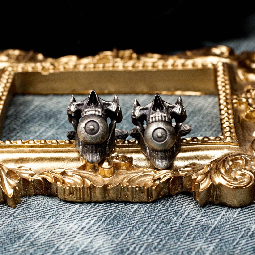Demon Skull Cufflinks, Sterling Silver Vampire Evil Eye Jewelry - Etsy