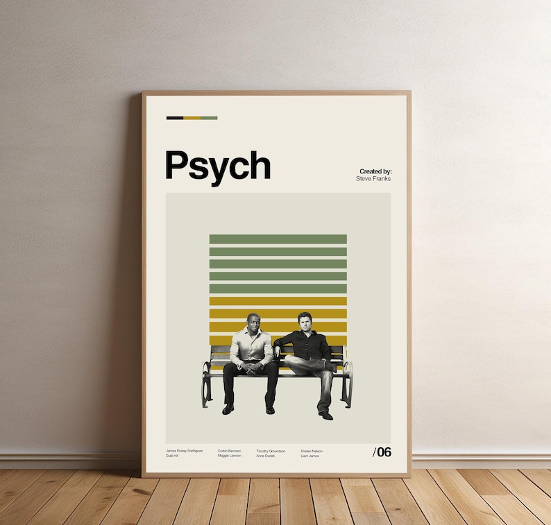 Psych Poster, Psych Tv Series Poster, Movie Poster, Midcentury Art ...