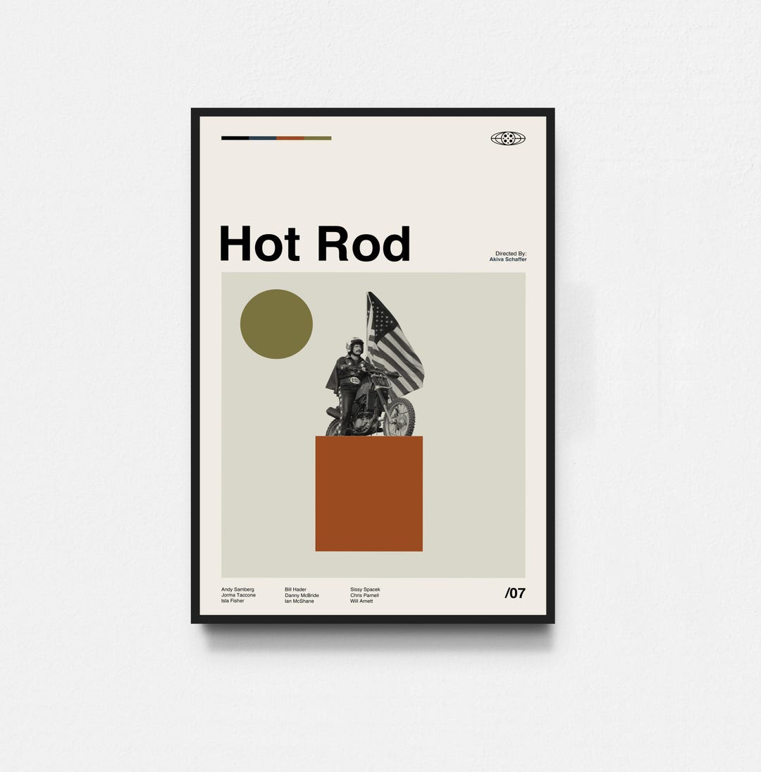 Hot Rod Movie Poster, Hot Rod Poster, Midcentury Art, Minimalist Art ...