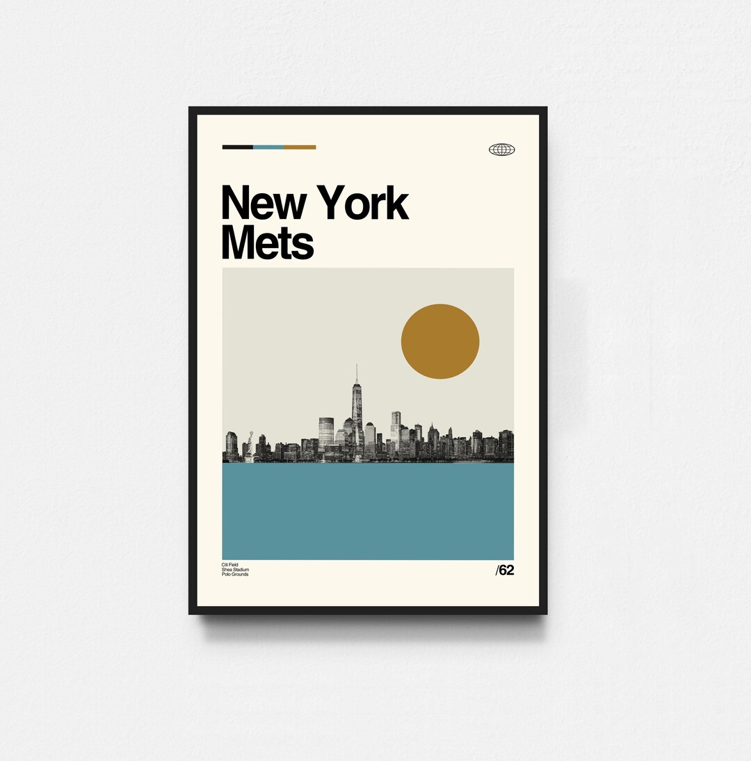 New York Mets Poster, New York Mets Print, Movie Poster, Midcentury Art ...