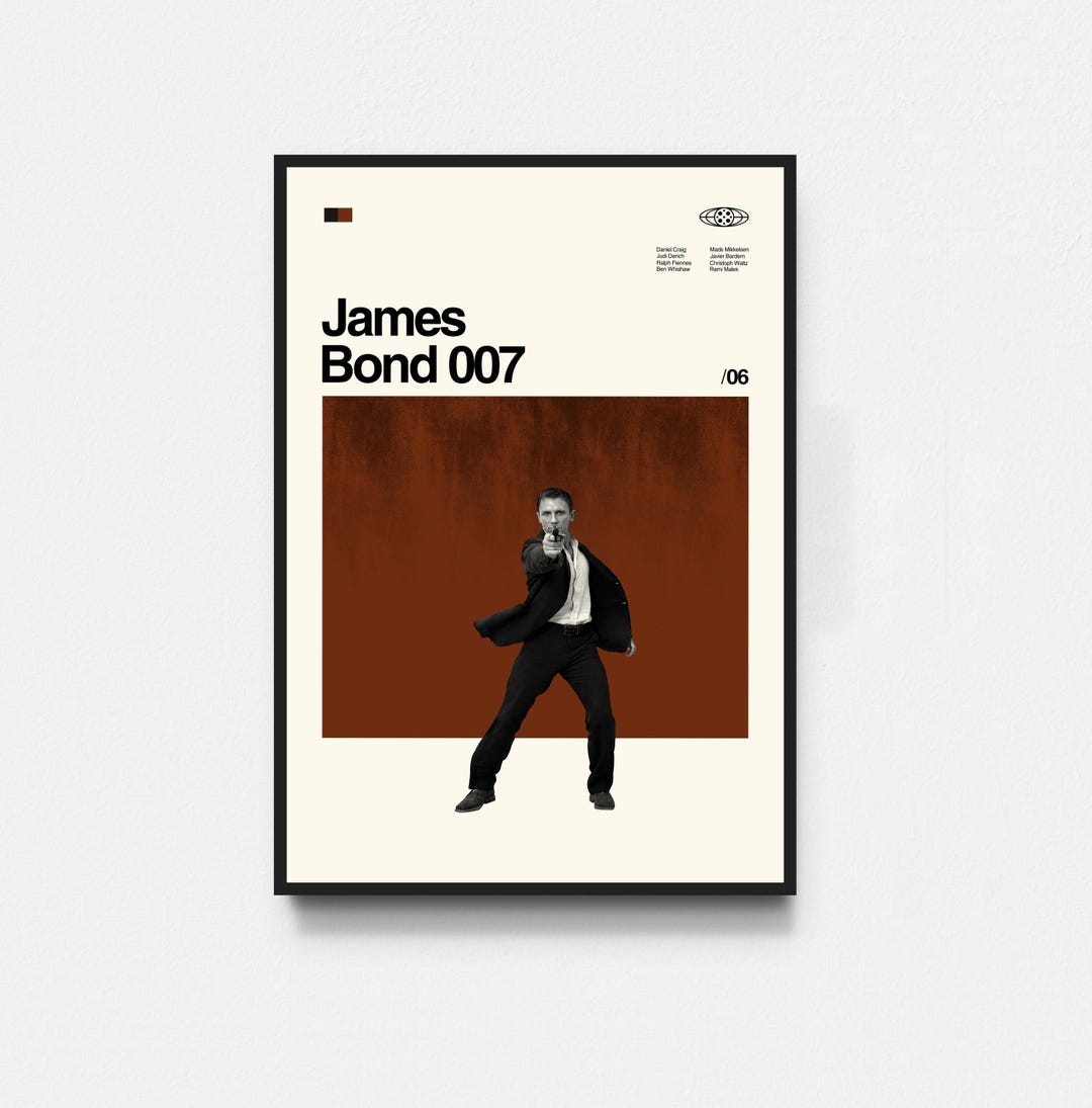 James Bond 007 Poster, James Bond 007 Movie Poster, Midcentury Art ...