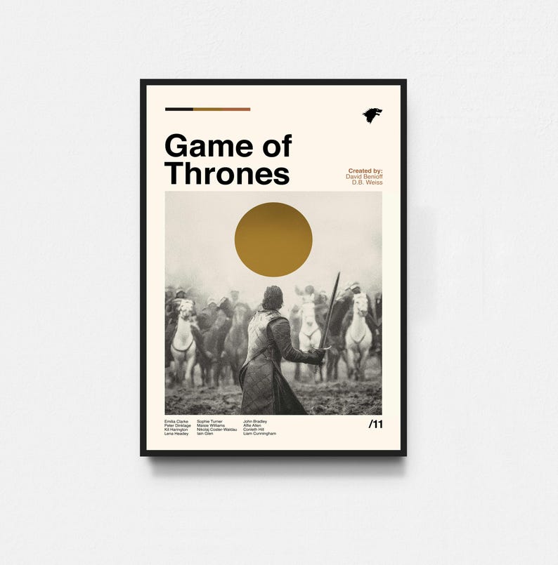 Game of Thrones Poster, Game of Thrones Print, Movie Poster, Midcentury ...