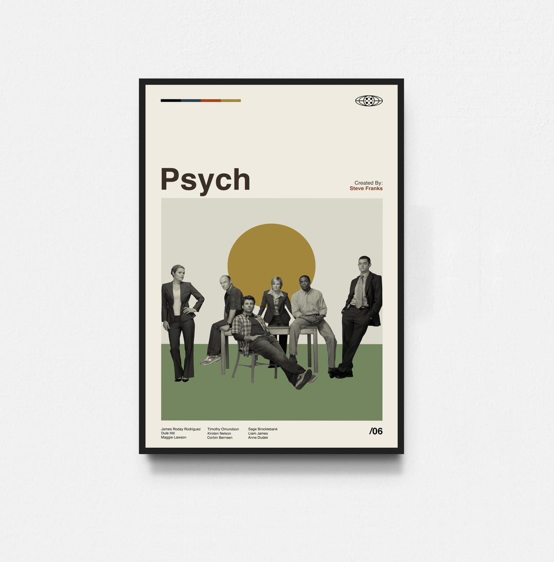 Psych Poster, Psych Tv Series Poster, Movie Poster, Midcentury Art ...
