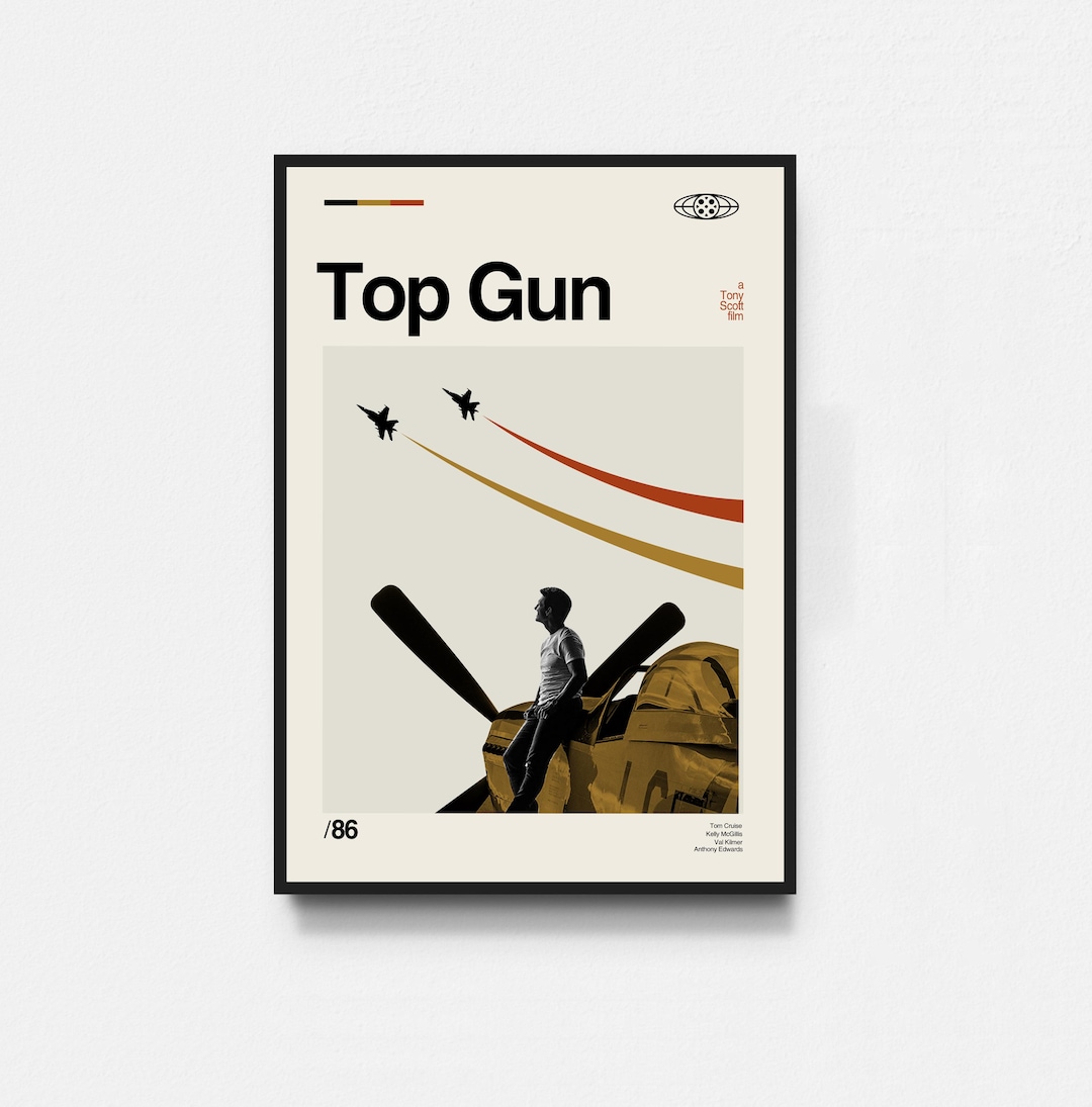 Top Gun Movie Poster, Top Gun Poster, Film Poster, Midcentury Art ...