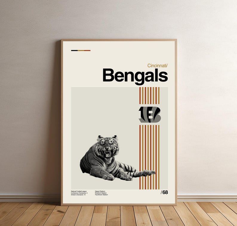 Cincinnati Bengals Poster, Bengals Poster, Movie Poster, Midcentury Art ...