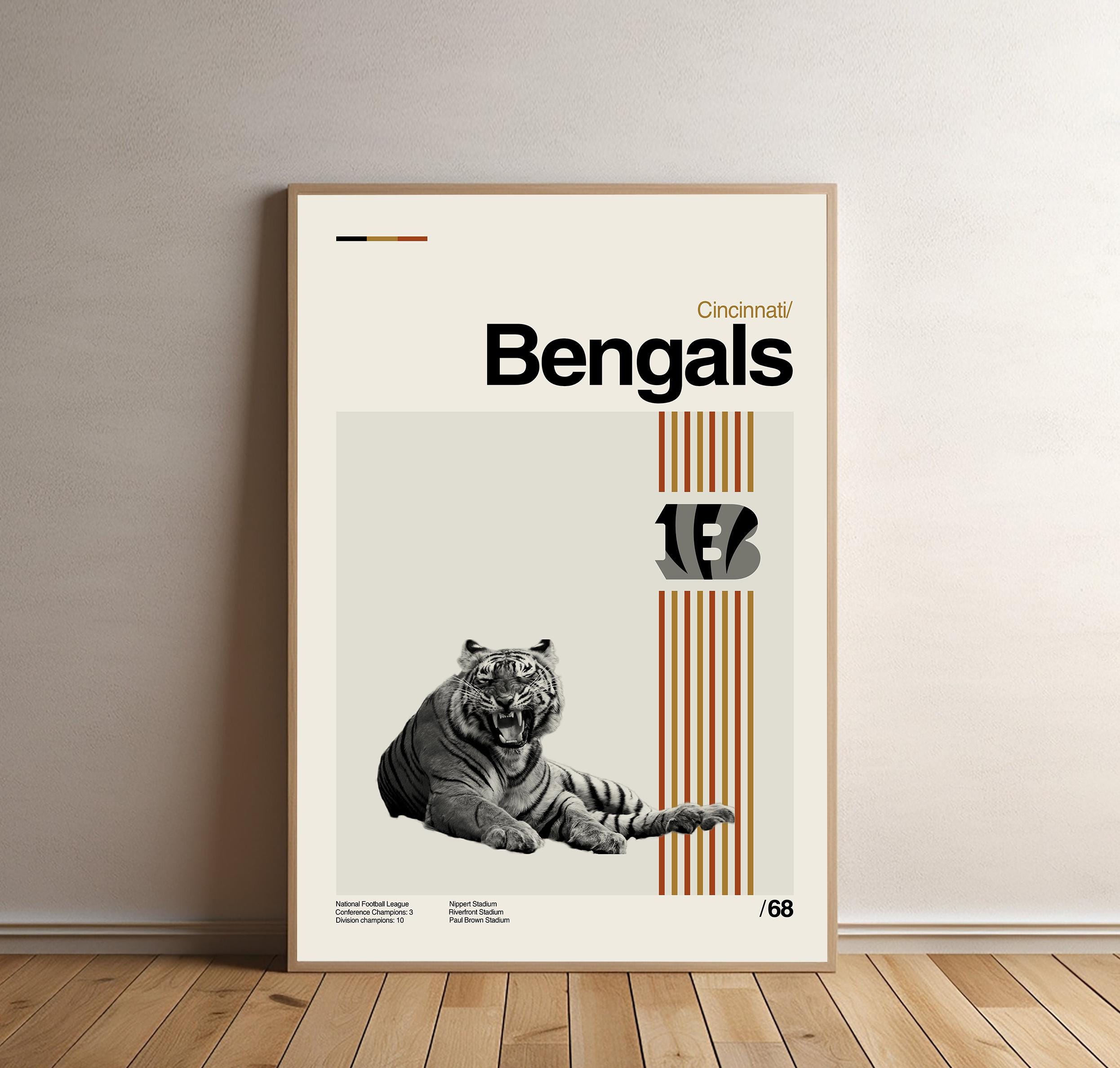 Cincinnati Bengals Poster, Bengals Poster, Movie Poster, Midcentury Art ...