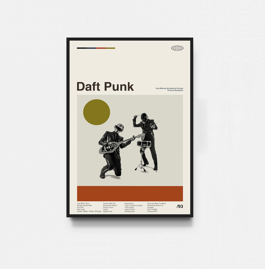 Daft Punk Poster, Daft Punk Album Poster, Music Print, Midcentury Art ...