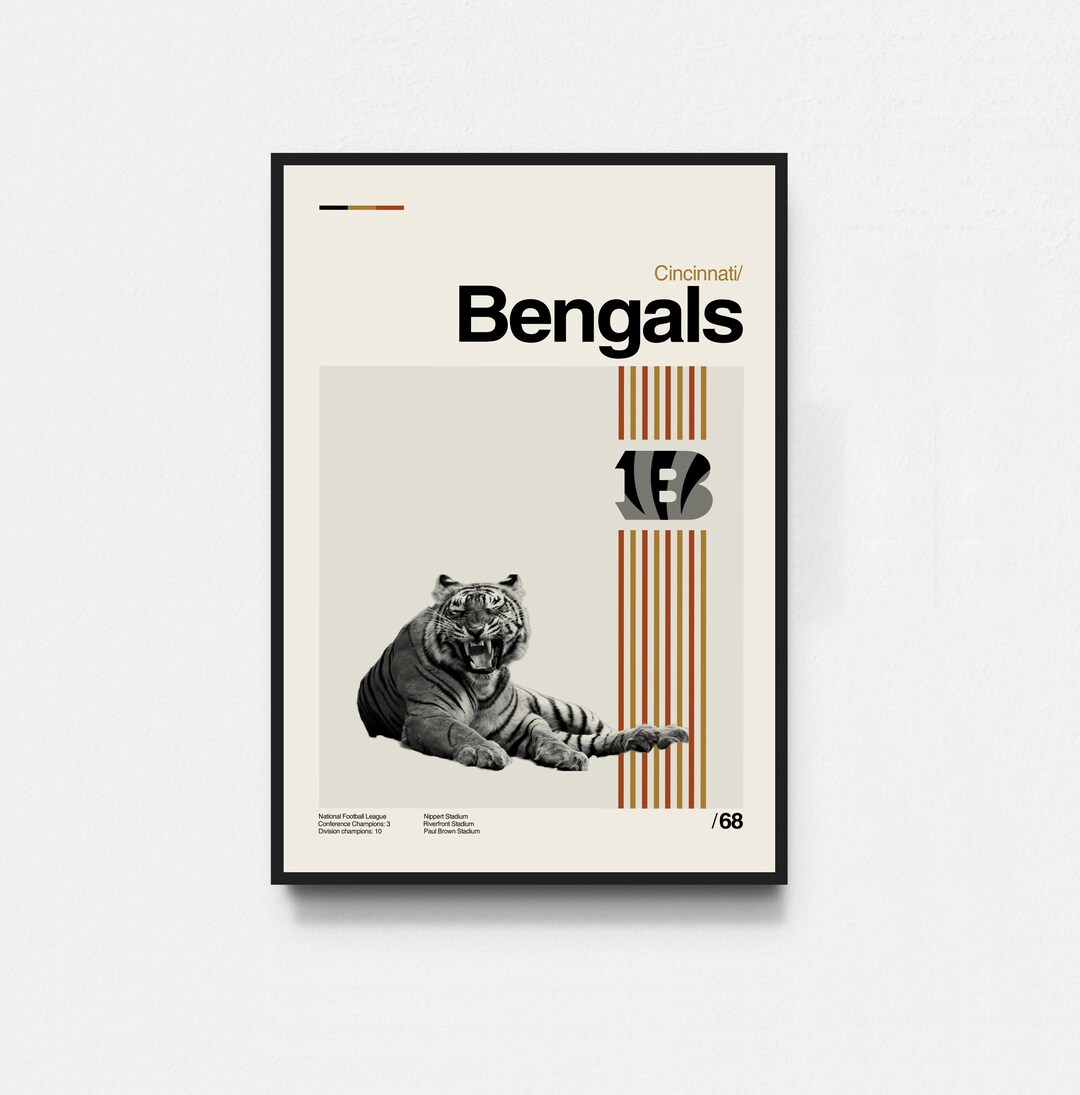 Cincinnati Bengals Poster, Bengals Poster, Movie Poster, Midcentury Art ...