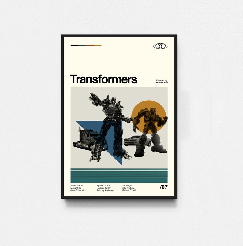 Transformers Poster, Transformers Print, Movie Poster, Midcentury Art, Minimalist Art, Retro ...