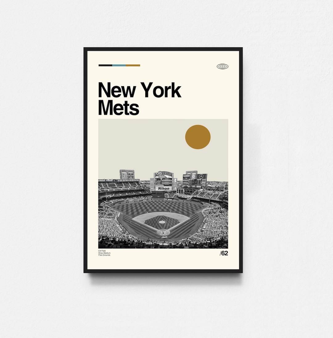 New York Mets Poster, New York Mets Print, Film Poster, Midcentury Art ...